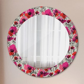 Kulaté dekorativní zrcadlo Růžové máky fi 60 cm