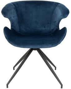 Modrá sametová jídelní židle ZUIVER MIA