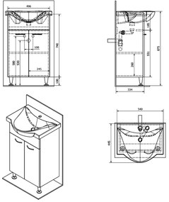 Aqualine, KERAMIA FRESH umyvadlová skříňka 51,1x74x34cm, dub platin, 50058