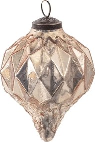 Růžová antik skleněná vánoční ozdoba baňka - Ø 11*15 cm