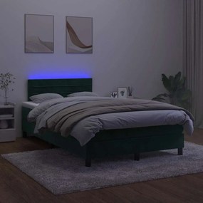 Box spring postel s matrací a LED tmavě zelená 120x190 cm samet 3270162