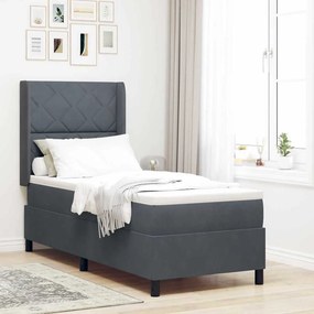 Postel s boxspringem s čelo Tmavě šedá 80 x 200 cm samet 3342033