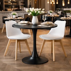 Jídelní stůl, černá, průměr 80cm, REVENTON NEW