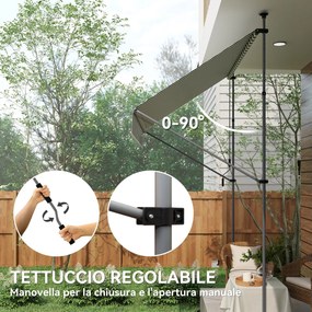 Outsunny Sluneční Markýza 2x1,2 m s Výsuvným Ramem, Zahradní Sluneční Plachta s Hliníkovým Rámem a Polyesterem 180g/㎡, pro Zahradu, Balkon a Terasu, …