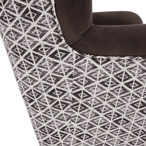 designové křeslo, ušák, Velvet látka hnědá / vzor Terra, Tempo Kondela BELEK