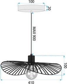 Toolight Toolight, závěsné svítidlo 41cm, 1xE27, APP1840-1CP, černá, OSW-07061