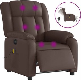 Elektrické masážní polohovací křeslo hnědé umělá kůže 3205259