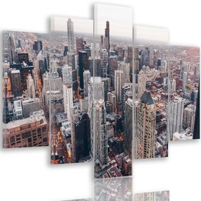 Obraz na plátně pětidílný Architektura Města Chicago - 200x100 cm