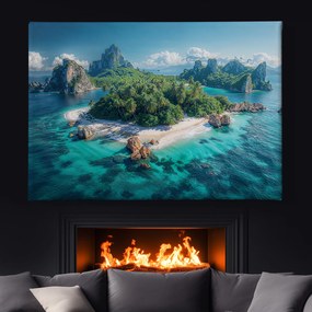 Obraz na plátně - Palmový ráj na písečném ostrůvku FeelHappy.cz Velikost obrazu: 120 x 80 cm