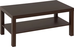 HOMCOM Moderní konferenční stolek se 2 úložnými policemi, nízký stolek na čaj pro obývací pokoj a kancelář, nosnost 20 kg, 90x45x44,5 cm, ořech | Aoso