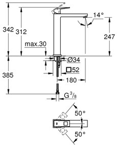 GROHE 23406AL0 - Umyvadlová baterie EUROCUBE velikost XL grafit