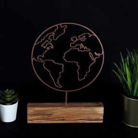 Kovová dekorace World 30 cm bronzová