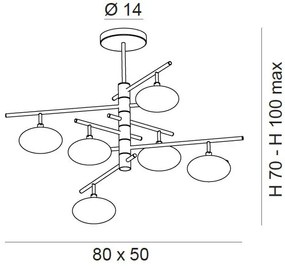 Metal Lux 261.166.02 Dolce, závěsné svítidlo 6xG9, zlatá/bílé sklo, 80x50cm
