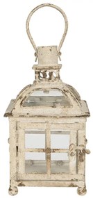 Kovová krémová lucerna ve vintage stylu Senet – 17x17x27 cm