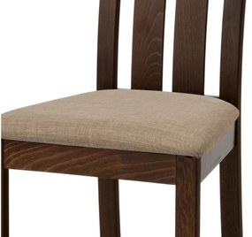 Jídelní židle, masiv buk, barva ořech, látkový béžový potah - BC-2602 WAL