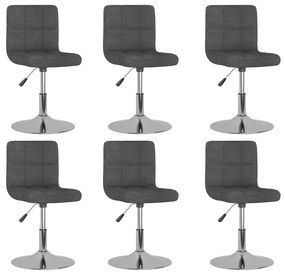 vidaXL 3087459 Marketos Swivel Dining Chairs 6 pcs Dark Grey Fabric (334210×3)