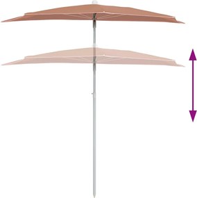 Zahradní půlkruhový slunečník s tyčí 180 x 90 cm terakotový 315564
