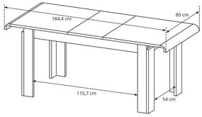 LINK s | rozkládací jídelní stůl | 144,5x80 cm | sonoma