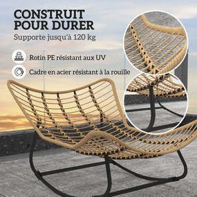 Zahradní houpací křeslo Outsunny, houpací křeslo ve tvaru vejce s tkaným pryskyřičným materiálem a polstrovaným polštářem pro zahradu, ložnici, obývac