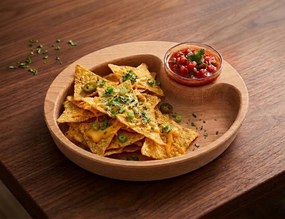 AMADEA Dřevěná miska nachos oválná, masivní dřevo, rozměr 25x20x4,5 cm