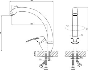 Aqualine Kasiopea 35 1107-65 dřezová baterie stojánková páková