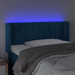 Čelo postele s LED tmavě modré 103 x 16 x 78/88 cm samet 3123520