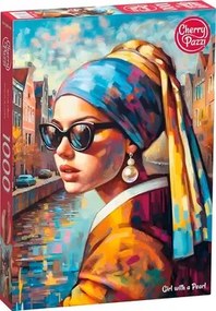 CHERRY PAZZI Puzzle Dívka s perlou / 1000 dílků / 50 × 70 cm