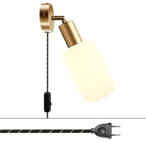 creative cables Spostaluce, nástěnná kovová lampa s nastavitelným kovovým kloubem, vypínačem a zástrčkou Barva: Matný bronz