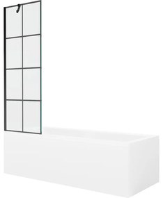 Mexen Cubik obdélníková vana 160 x 70 cm s pláštěm 1-křídlovou zástěnou 60 cm, Černý vzor - 550316070X9506007077