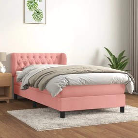 Box spring postel s matrací růžová 90x200 cm samet 3127654
