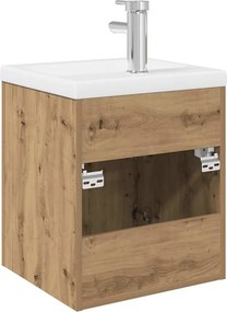 Umyvadlová skříňka s vestavěným umyvadlem a baterie dub artisan 3328906