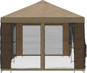 Zahradní altán se stěnami 6 x 3 m Béžová Polyester a ocel 3376019