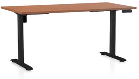 Výškově nastavitelný stůl OfficeTech B, 160 x 80 cm, černá podnož, třešeň