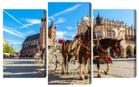 Vícedílný obraz Koňské Povozy Na Náměstí V Krakově Nedostatek Nedostatek Plátno Canvas 150x100