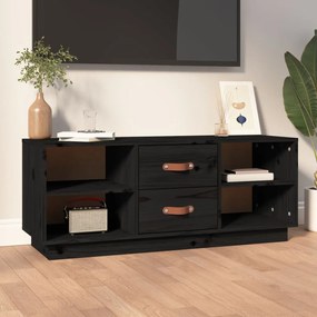 TV skříňka černá 100 x 34 x 40 cm masivní borové dřevo