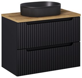 Comad Koupelnová skříňka s deskovým umyvadlem SET-NOB B OAK 80 černá mat/dub coast evoke
