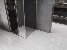 Mexen Velar L, sprchový kout s posuvnými dveřmi 90 x 90 cm, 8mm šedé sklo, zlatá lesklá, 871-090-090-43-50