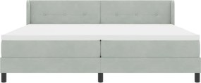 Postel s boxspringem s čelo Světle šedá 200 x 200 cm samet 3341486