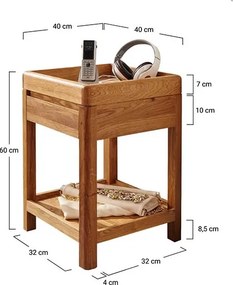 Massivo.cz Odkládací stolek Gialo 3, dub-masiv