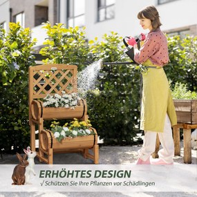 Outsunny vyvýšený záhon dřevěný truhlík na květiny s podpěrou pro šplhání 45 x 80 cm rustikální design pro zahradu terasu balkon žlutý zeleninový záh…