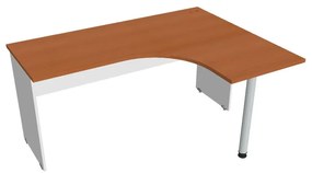 Stůl ergo levý 160*120 cm - Hobis Gate GE 60 L Dekor stolové desky: třešeň, Dekor lamino podnože: bílá, Barva nohy: stříbrná