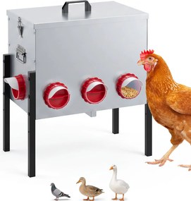 Costway Výškově nastavitelné krmítko pro drůbež 30 l s 8 otvory