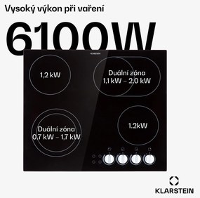 Klarstein EasyCook, sklokeramická varná deska, 6100 W, otočný regulátor, černá