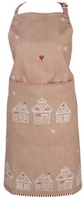 Hnědá kuchyňská zástěra s perníkovými chaloupkami Gingerbread Bliss - 70*85cm