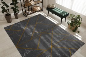 Dywany Łuszczów, Kusový koberec Emerald geometric 1012 grey and gold, 80x150, šedá, chodba / předsíň