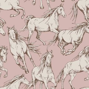 Dekornik Tapeta růžové koně 280x100 cm