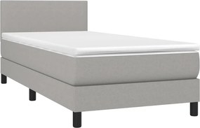 Box spring postel s matrací světle šedý 100 x 200 cm textil 3139873