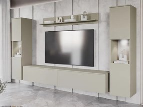 Obývací stěna Bamisio XL, Barva: kašmírová béžová, Osvětlení: osvětlení LED - bílé