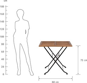 Butlers PARKLIFE Skládací stůl 80 x 80 cm - černá/hnědá