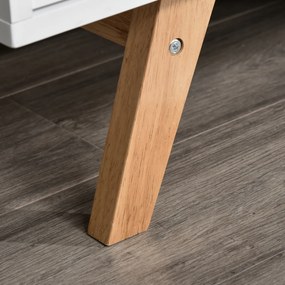 HOMCOM Moderní TV Stolek pro Televize do 65 palců s 2 Dveřmi, 2 Otevřenými Policemi a Dřevěnými Nohami 150x39x50 cm Bílý